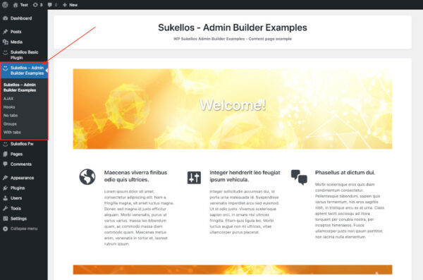 Admin Builder Examples - Installation - WordPress Admin Builder