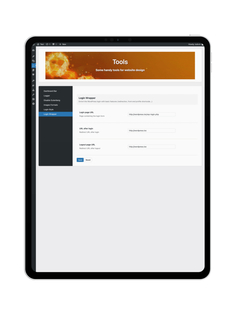 WordPress Login Wrapper - WordPress Admin Builder